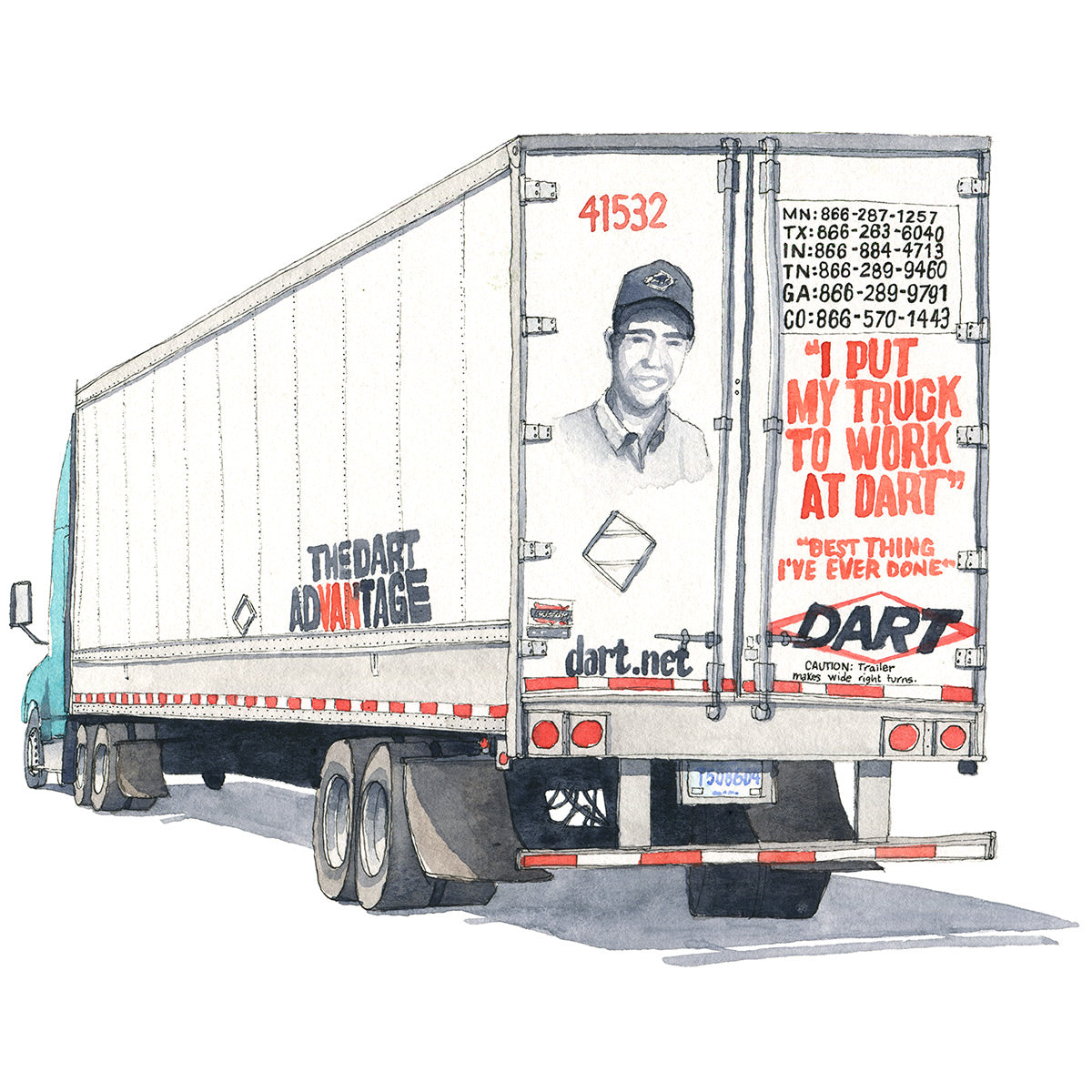 DART Truck Watercolor Original Art Framed | J. Fontenot – Jessica ...